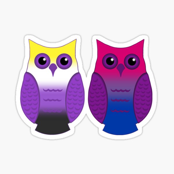 Nonbinary Bi Pride Owls Sticker For Sale By Shaneisadragon Redbubble