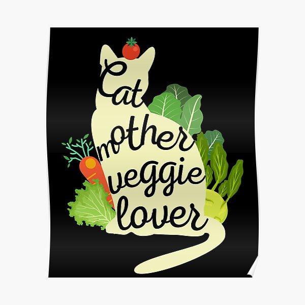 Póster «Madre gata Amante de las verduras (silueta de gato verde)» de ...