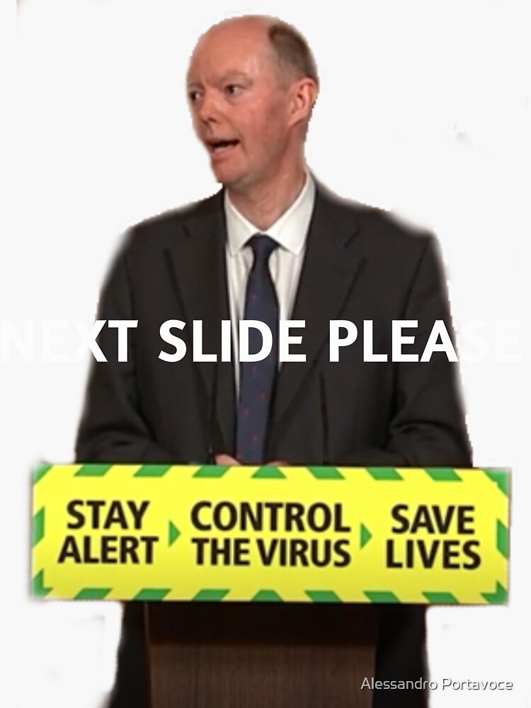 Pegatina «Chris whitty - meme de "siguiente diapositiva, por favor"» de ...