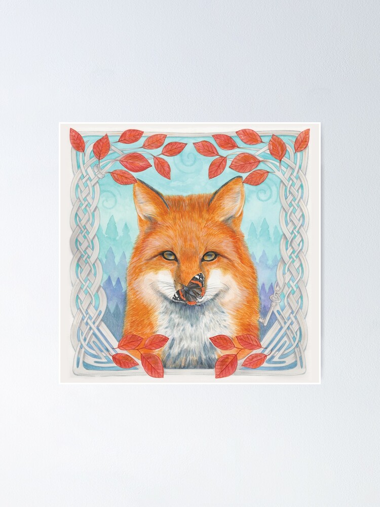 "The Red Fox and The Red Admiral" Poster by MarjoryTait | Redbubble