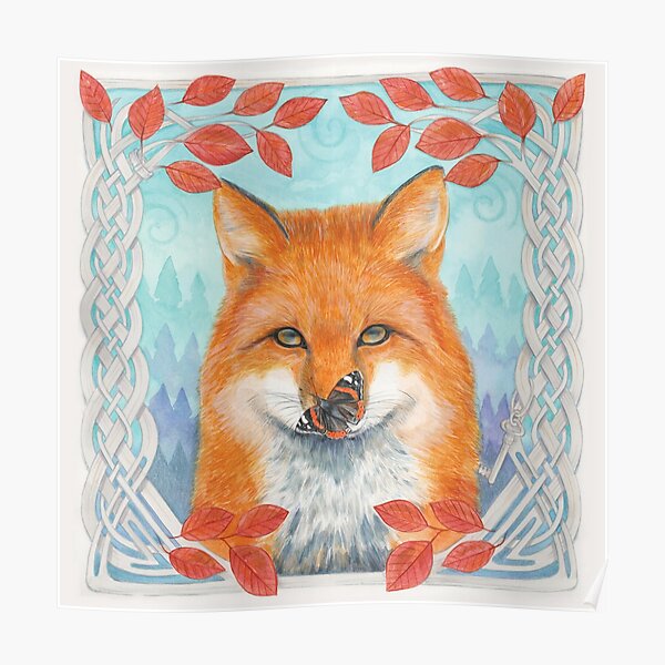"The Red Fox and The Red Admiral" Poster by MarjoryTait | Redbubble