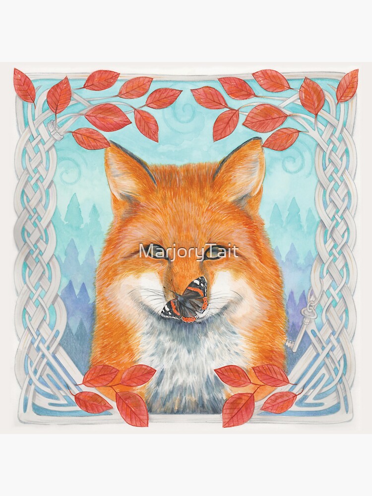 "The Red Fox and The Red Admiral" Sticker for Sale by MarjoryTait ...