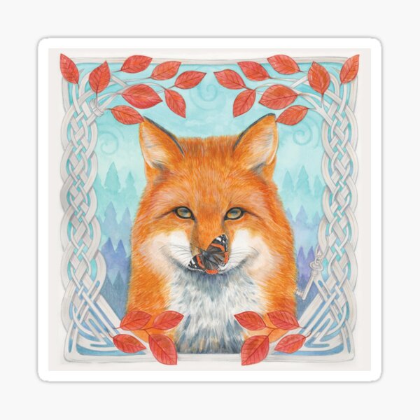 "The Red Fox and The Red Admiral" Sticker for Sale by MarjoryTait ...