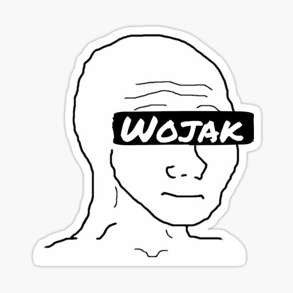 "Wojak crossed out eyes" Sticker for Sale by marjard | Redbubble