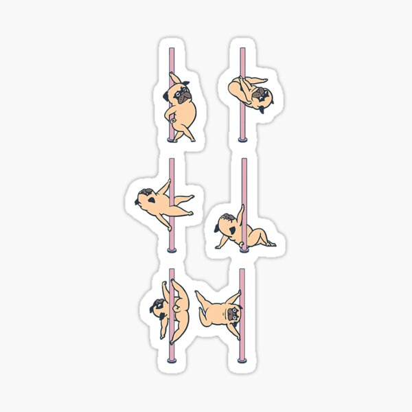 "Pugs Pole Dancing Club" Sticker for Sale by CharlotteHicks | Redbubble