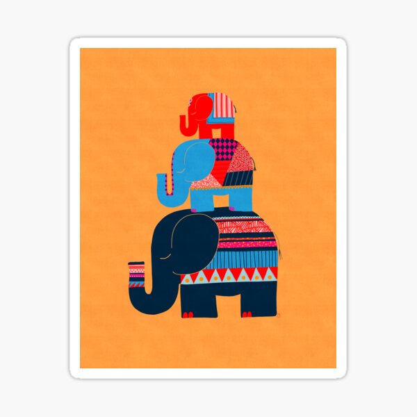 "Elephant Stack - Yellow" Sticker by ToEllaBloom | Redbubble