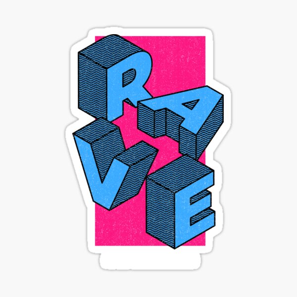 "Rave 3D Letters " Sticker for Sale by GiftedRaveStore | Redbubble