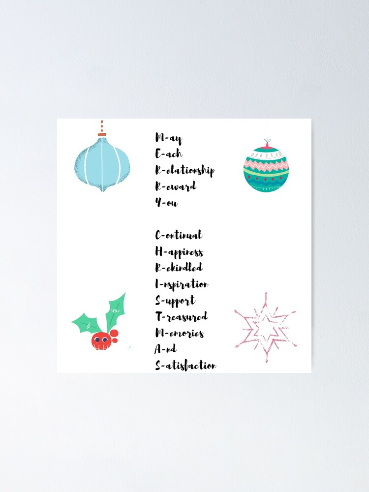 "Merry Christmas Acronym" Poster for Sale by SAGES-designs | Redbubble