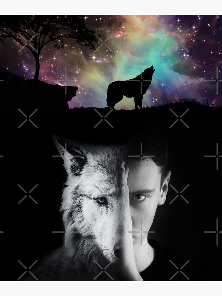 "Wolf And Human Face" Sticker for Sale by omarallan97 | Redbubble