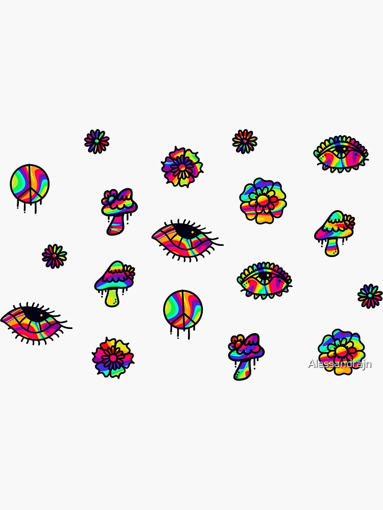 "Trippy flowers" Sticker for Sale by Alessandrajn | Redbubble