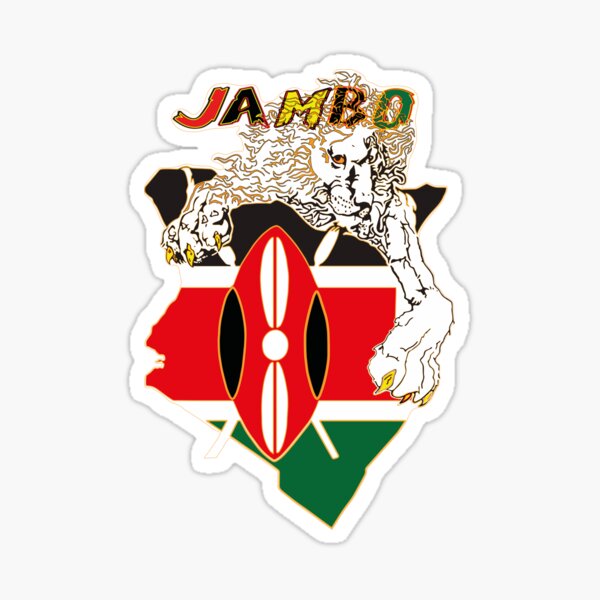 "Lion's Hug - JAMBO" Sticker for Sale by Great4Designs | Redbubble