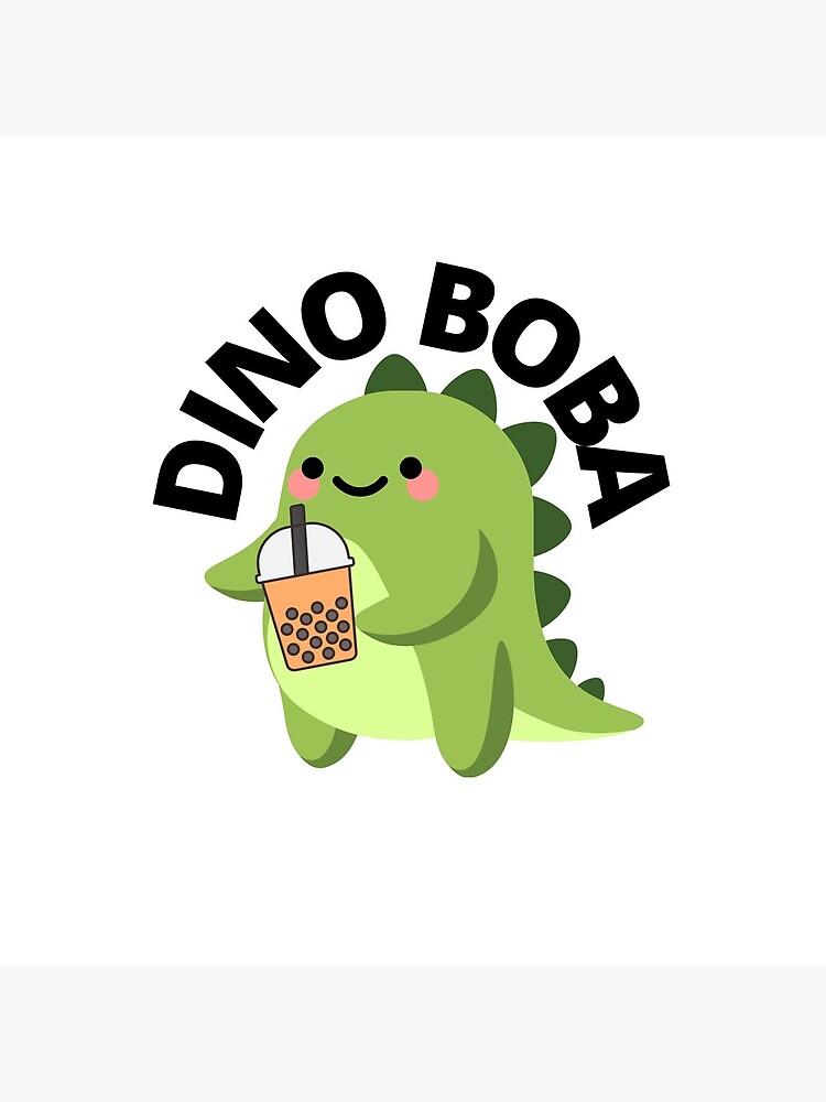 "Dino Boba (Cutie Pie Dinosaur drinking boba) Original Sticker" Poster ...