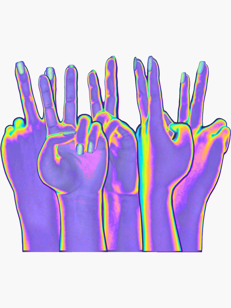 "Purple Hands Peace Sign" Sticker by dinaaaaaah | Redbubble