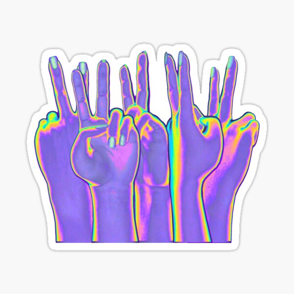 "Purple Hands Peace Sign" Sticker by dinaaaaaah | Redbubble