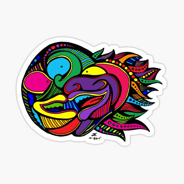 "Colored Doodle Two-Face" Sticker by JMERVZ | Redbubble
