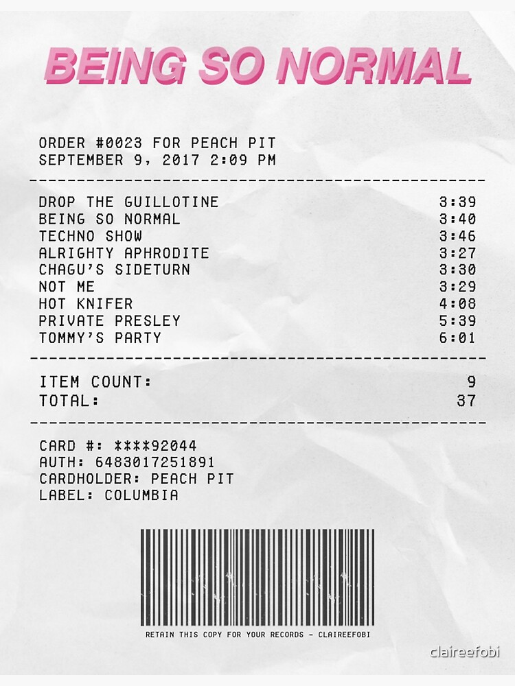 "being so normal album receipt" Sticker for Sale by claireefobi | Redbubble
