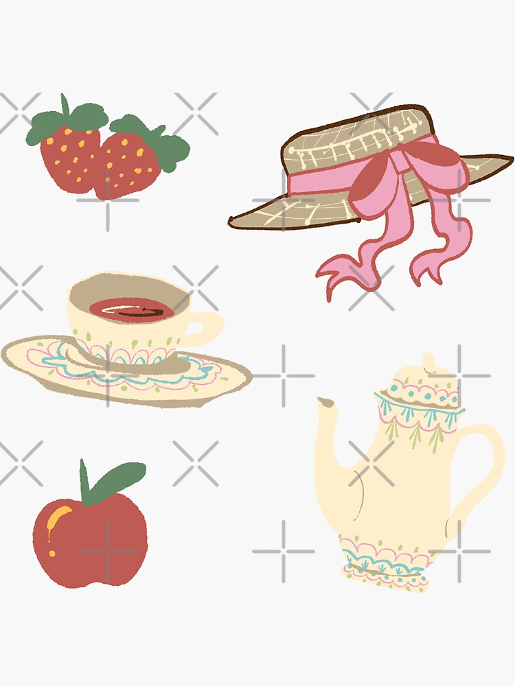 "cottagecore set#1 - pink ribbon" Sticker for Sale by camillemomille ...