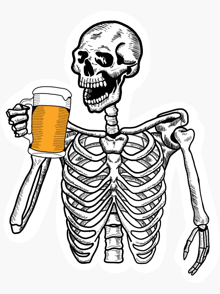 "Boozy Skeleton" Sticker for Sale by bmoore8585 | Redbubble
