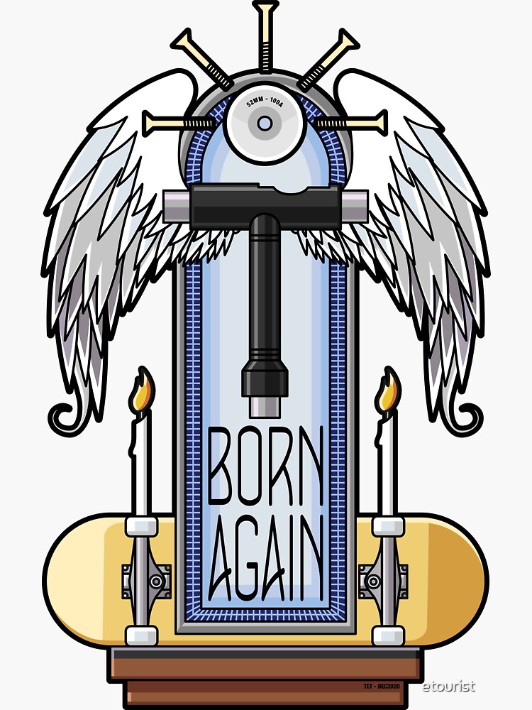 "Born Again Skateboard Spiritual Shrine Angel Skate Tool Altar" Sticker ...