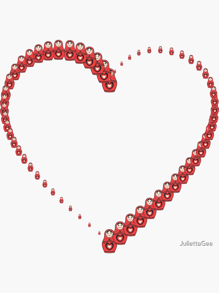 "Red Matryoshka heart" Sticker by JuliettaGee | Redbubble