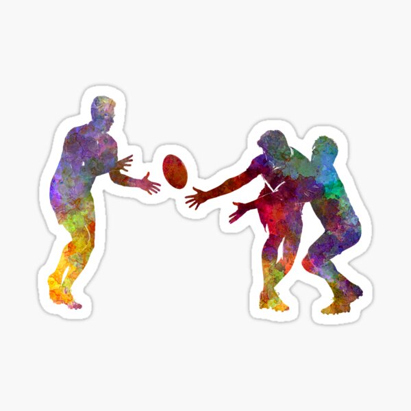 "Rugby men players 02 in watercolor" Sticker for Sale by paulrommer ...