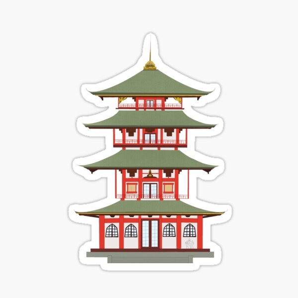 "Japanese temple" Sticker by OkarunoArt | Redbubble