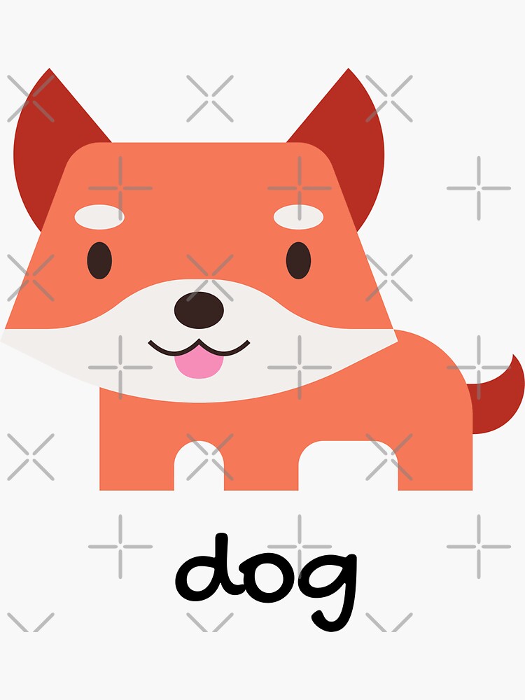 Pegatina «Perro, cachorro, ilustración de dibujos animados, texto ...