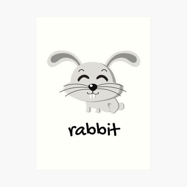 "Rabbit, bunny, cute, cartoon illustration, handwritten, cursive text ...
