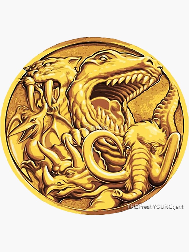 "Dino Coin " Sticker for Sale by MatthewHdesigns | Redbubble