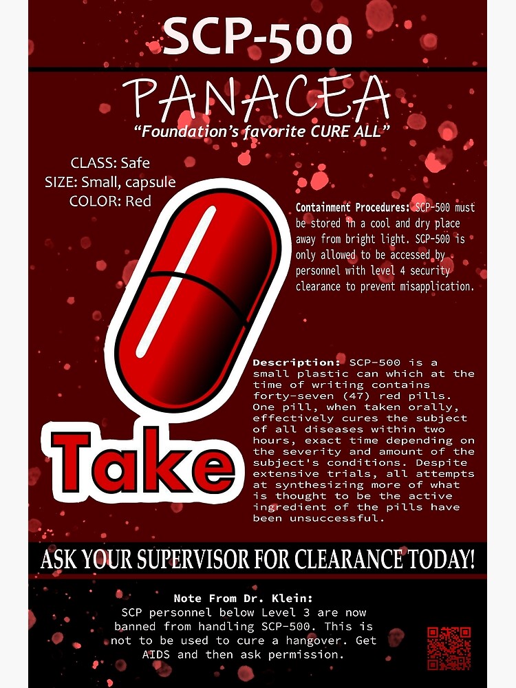 "SCP-500, poster, fantasy, story, imforational" Poster for Sale by ...