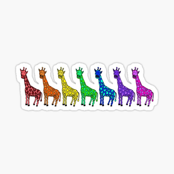 "Rainbow Giraffes in a Line" Sticker for Sale by Ashelaylay | Redbubble