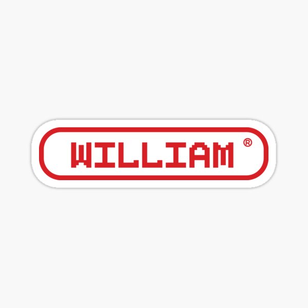 "William (Custom Gamer Merch)" Sticker for Sale by CustomNameBrand ...