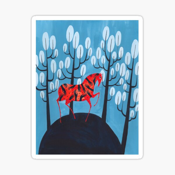 "Smug red horse" Sticker for Sale by zsalto | Redbubble