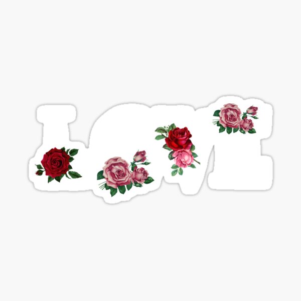 "Floral typography with love word" Sticker for Sale by -yukti- | Redbubble