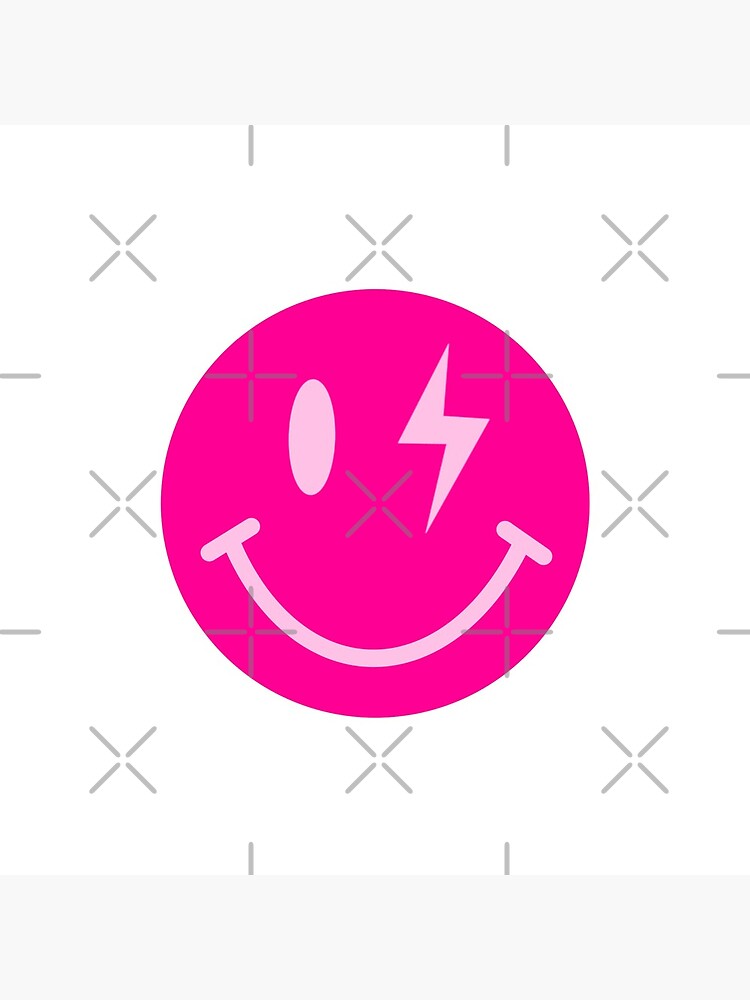 "Neon Pink Lightning Smiley Face" Art Print by AHTdesigns | Redbubble
