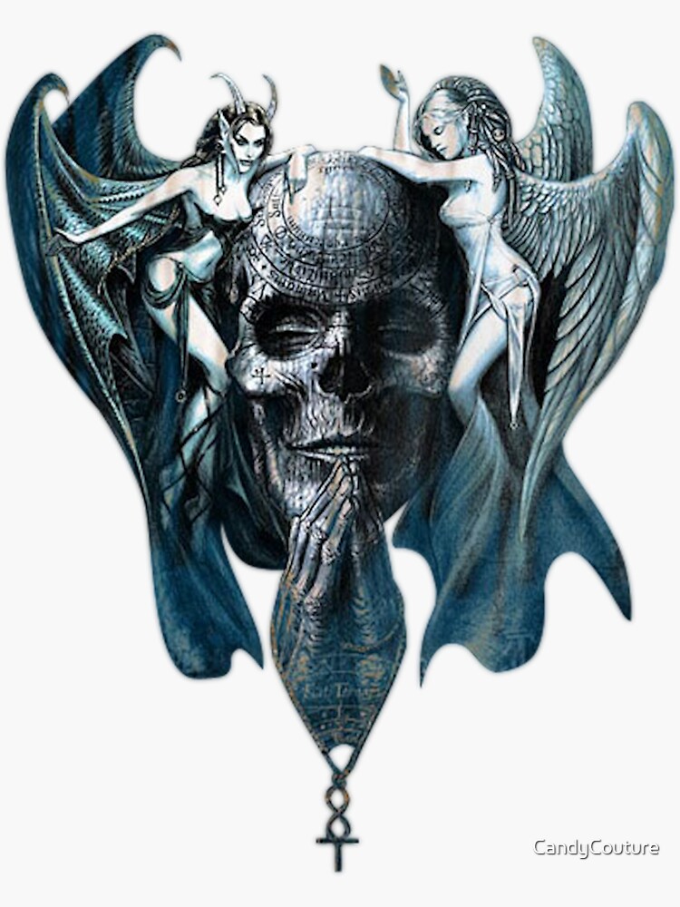 "Angel and Demon Skull Gothic Art" Sticker by CandyCouture | Redbubble