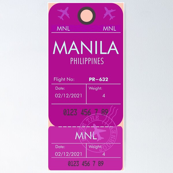 "MANILA PHILIPPINES FUSCHIA PINK RETRO PLANE TICKET BAG TAG FILIPINO ...