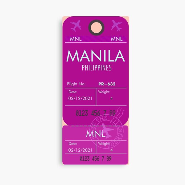 "MANILA PHILIPPINES FUSCHIA PINK RETRO PLANE TICKET BAG TAG FILIPINO ...