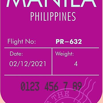 "MANILA PHILIPPINES FUSCHIA PINK RETRO PLANE TICKET BAG TAG FILIPINO ...