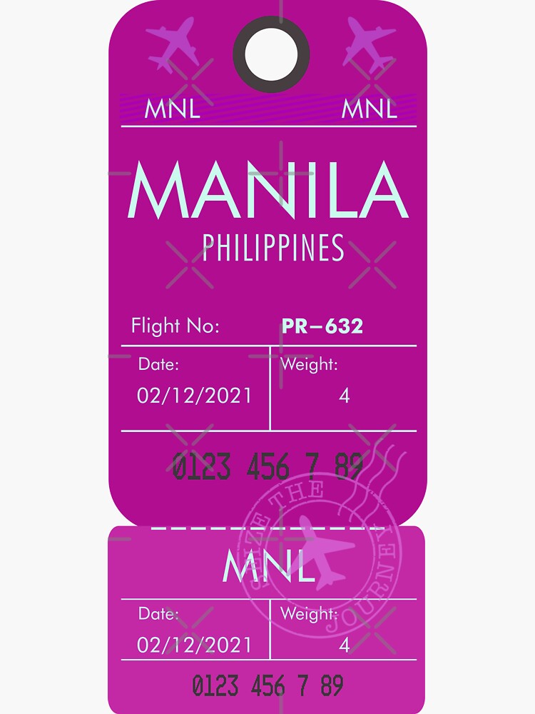 "MANILA PHILIPPINES FUSCHIA PINK RETRO PLANE TICKET BAG TAG FILIPINO ...
