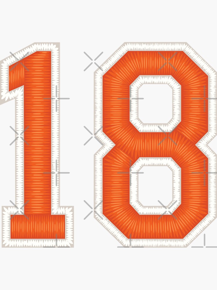"Sports Number 18 Jersey eighteen Orange" Sticker for Sale by elhefe ...