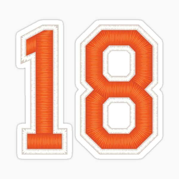 "Sports Number 18 Jersey eighteen Orange" Sticker for Sale by elhefe ...