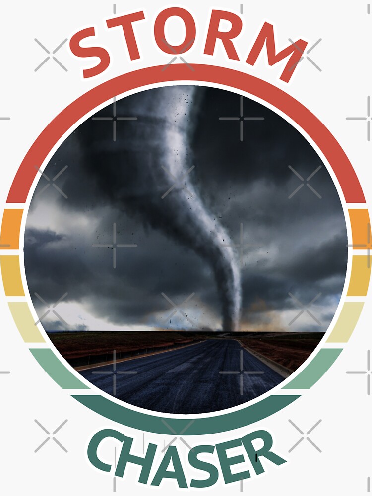 "Storm Chaser Weather Tornado Hurricane Retro Graphic Design" Sticker ...