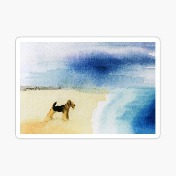 "Airedale Terrier Dog 'Beach'" Sticker for Sale by archyscottie | Redbubble