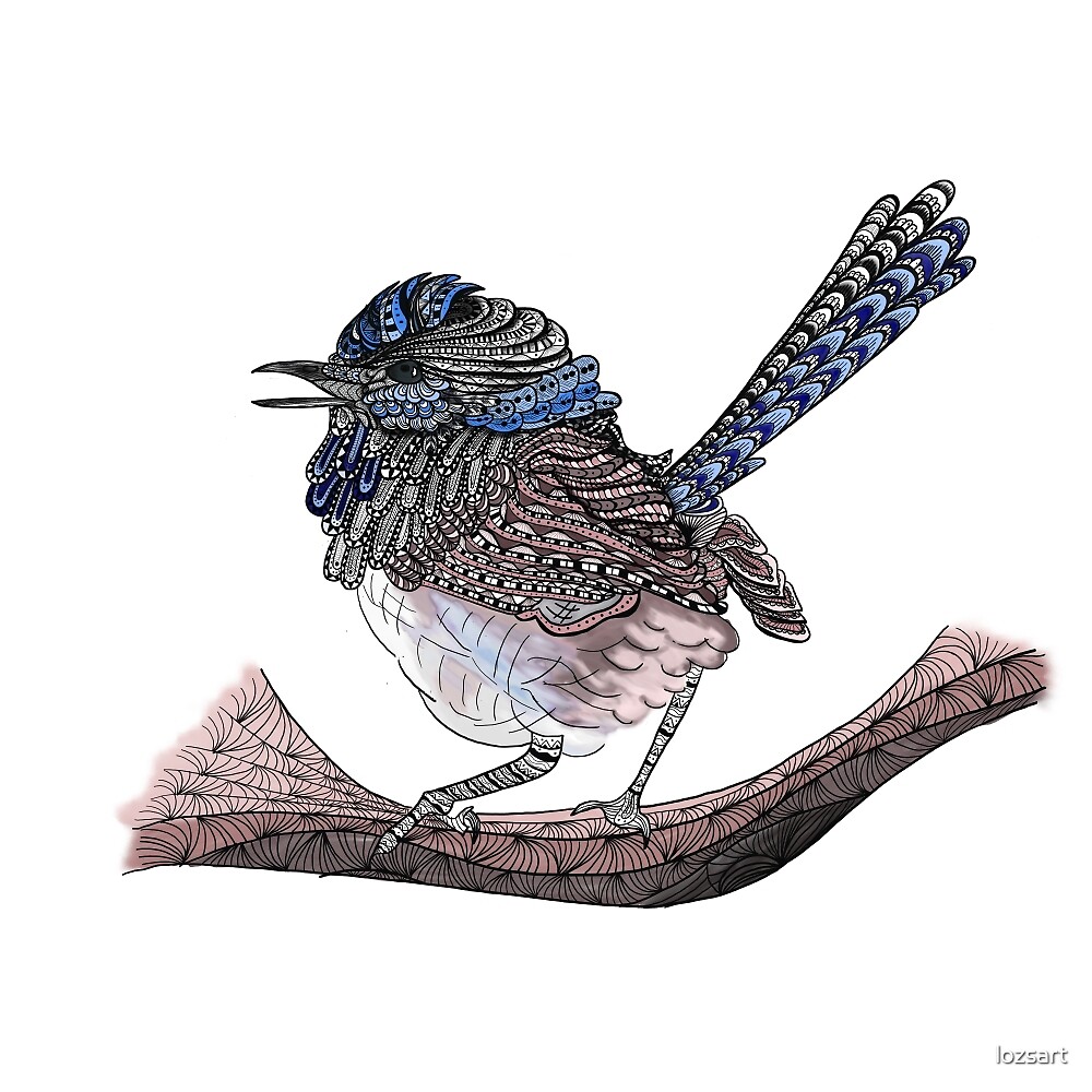 "Blue Zen Wren Paisley Bird" by lozsart | Redbubble