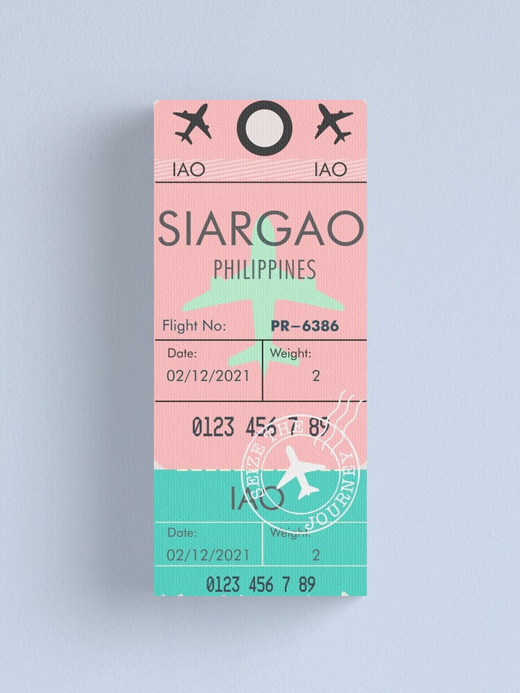"SIARGAO PHILIPPINES RETRO PLANE TICKET BAG TAG FILIPINO" Canvas Print ...