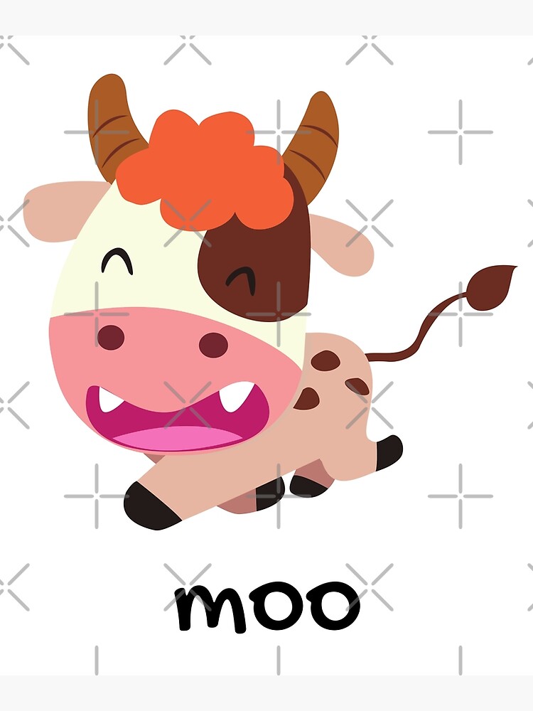 Lienzo «Divertido, lindo, vaca, moo, ilustración de dibujos animados ...