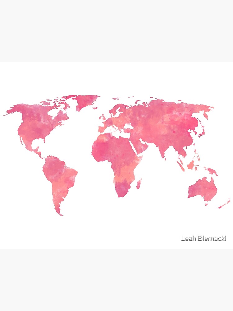 Lámina fotográfica «Mapa mundial del color de agua rosa» de ...
