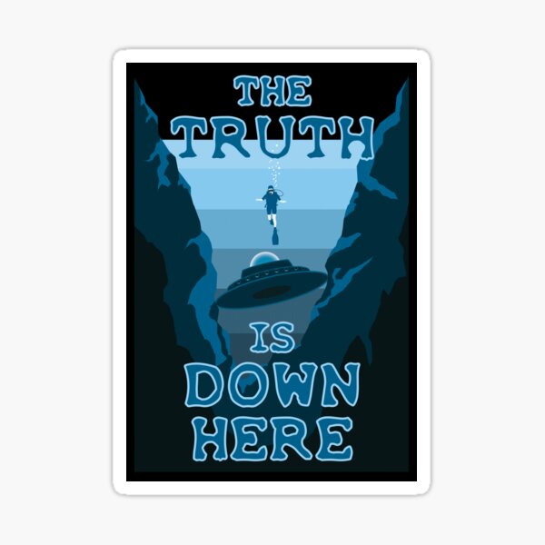 "The Truth Is Down Here - UFO and Cave Diving" Sticker by TMBTM | Redbubble