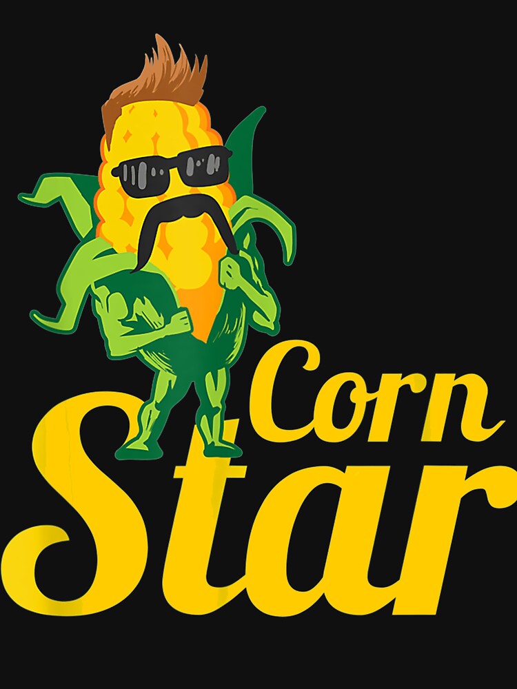 "Funny Corn Star Sunglasses Mustache Maize" Essential T-Shirt for Sale ...
